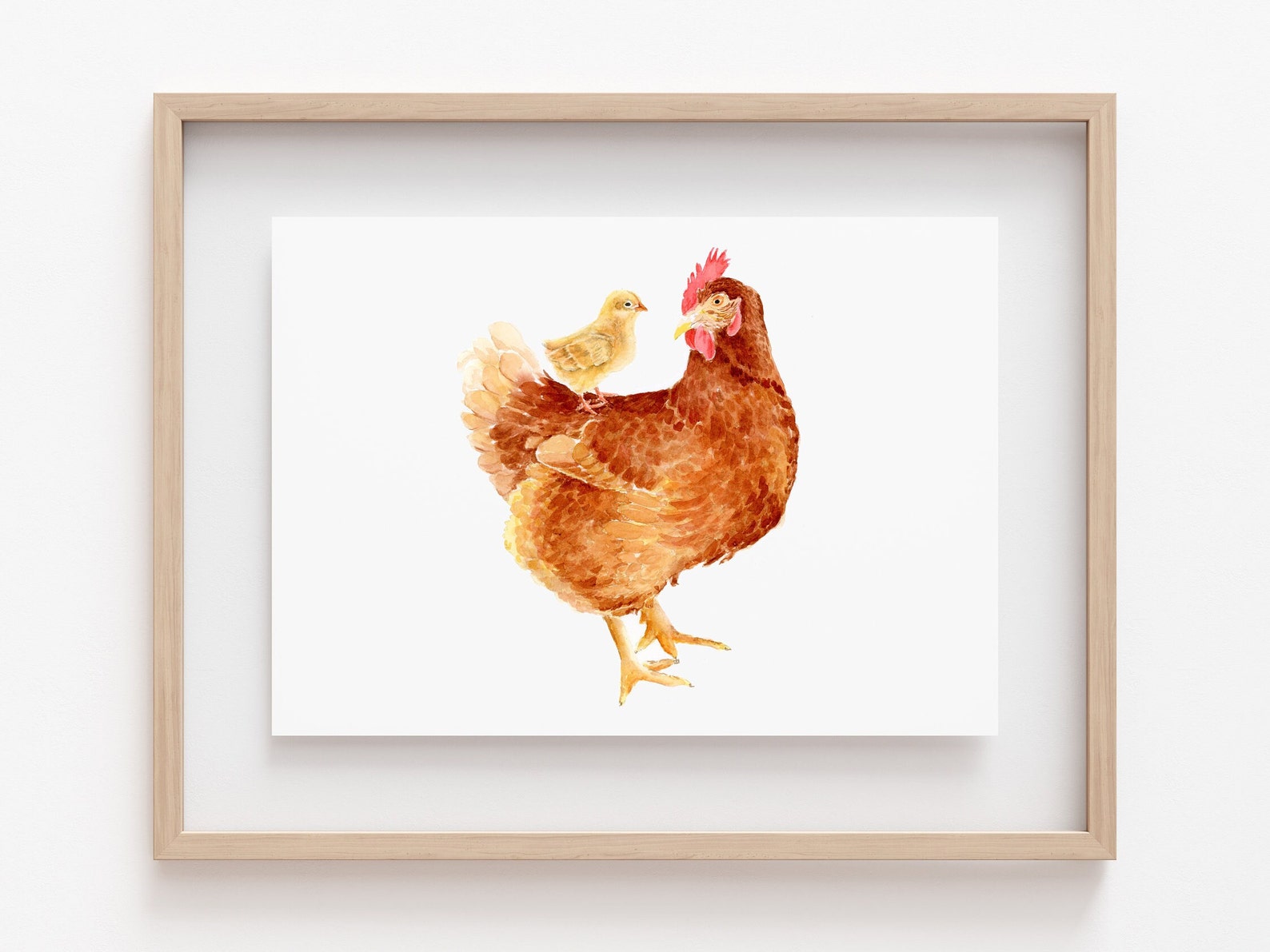Mom and Baby Chicken Print, Baby Chick Print, Farm Nursery Decor ...
