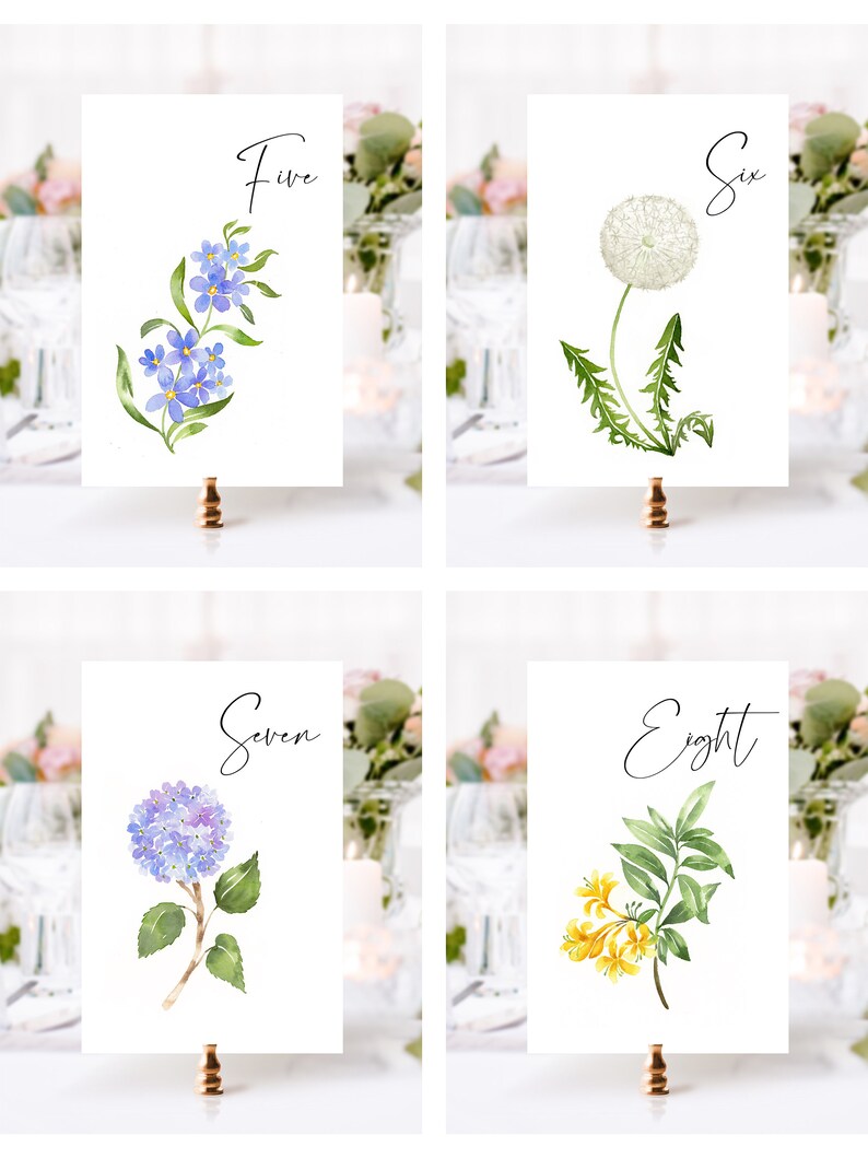 Floral Table Numbers Flower Table Numbers Wildflower Table | Etsy