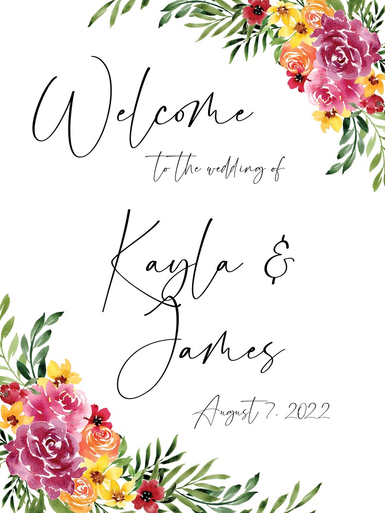Fall Wedding Welcome Sign Printable Floral Welcome Sign - Etsy