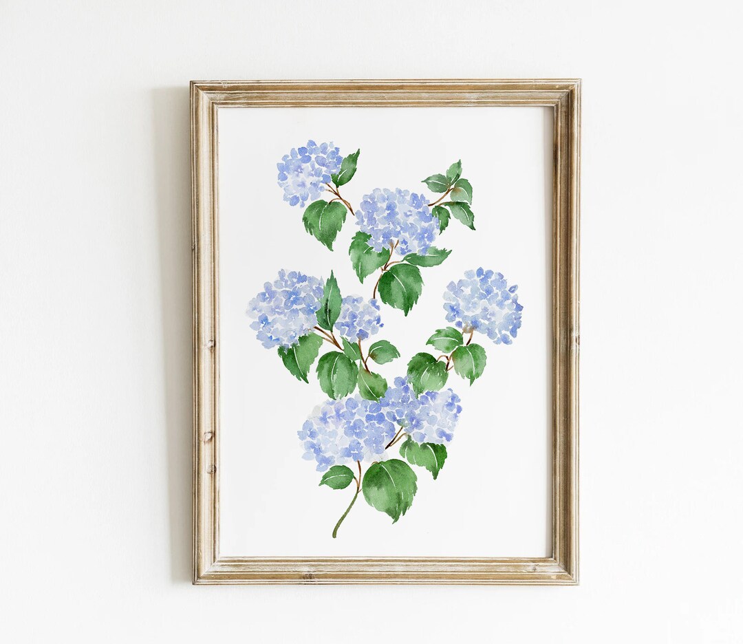 Watercolor Hydrangeas Painting Blue Hydrangeas Print Blue - Etsy