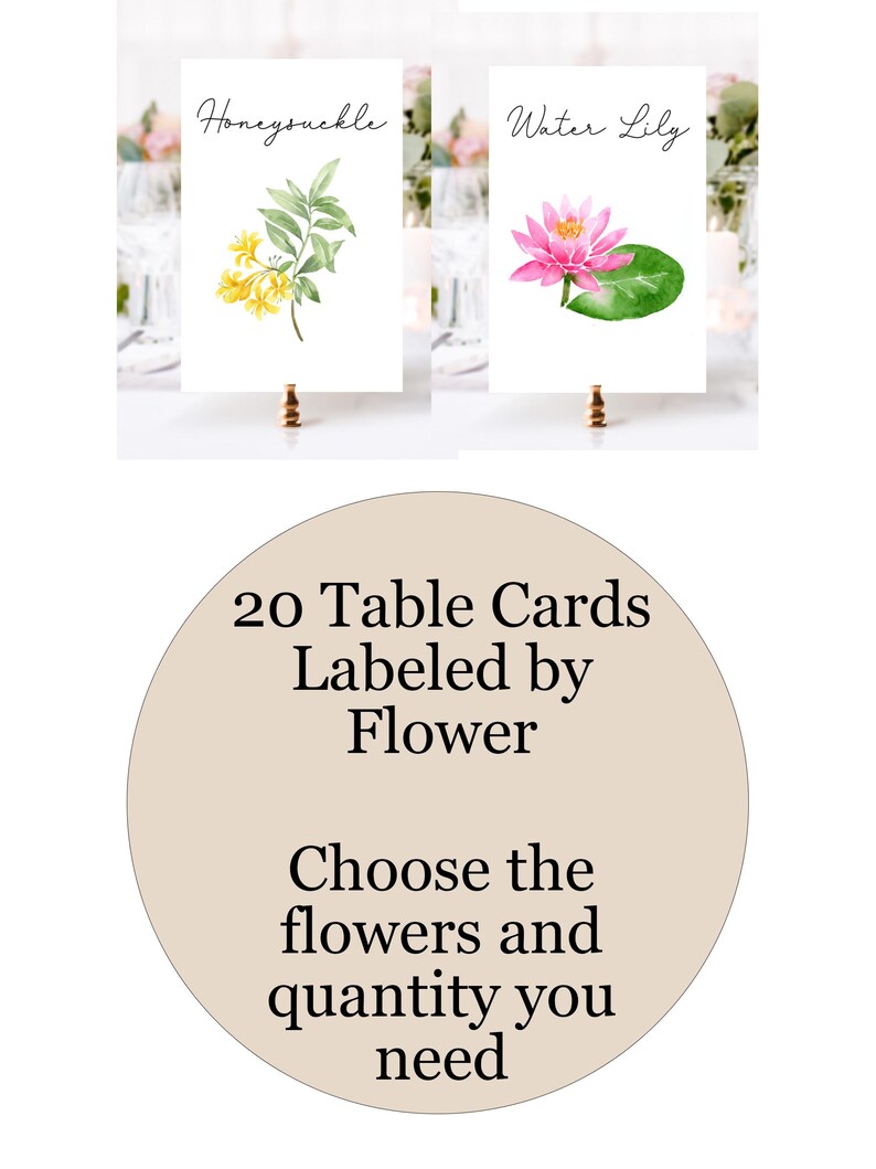 Tropical Table Numbers, Tropical Flower Table Cards, Bright Flower ...