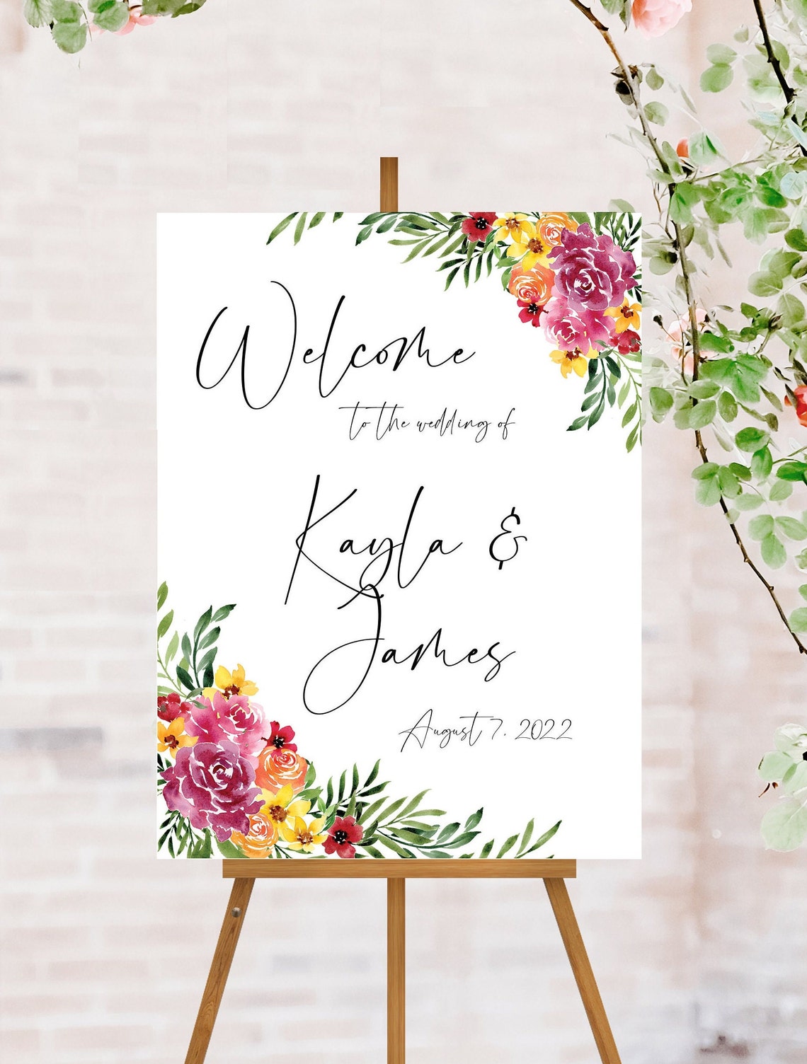 Fall Wedding Welcome Sign Printable Floral Welcome Sign - Etsy