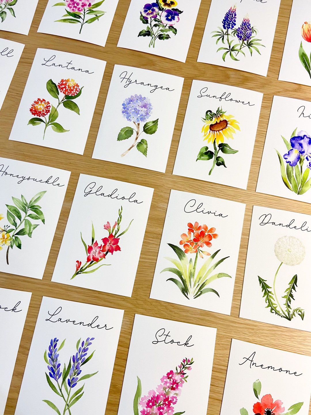 Floral Wedding Table Numbers, Watercolor Flower Table Cards, Wildflower ...