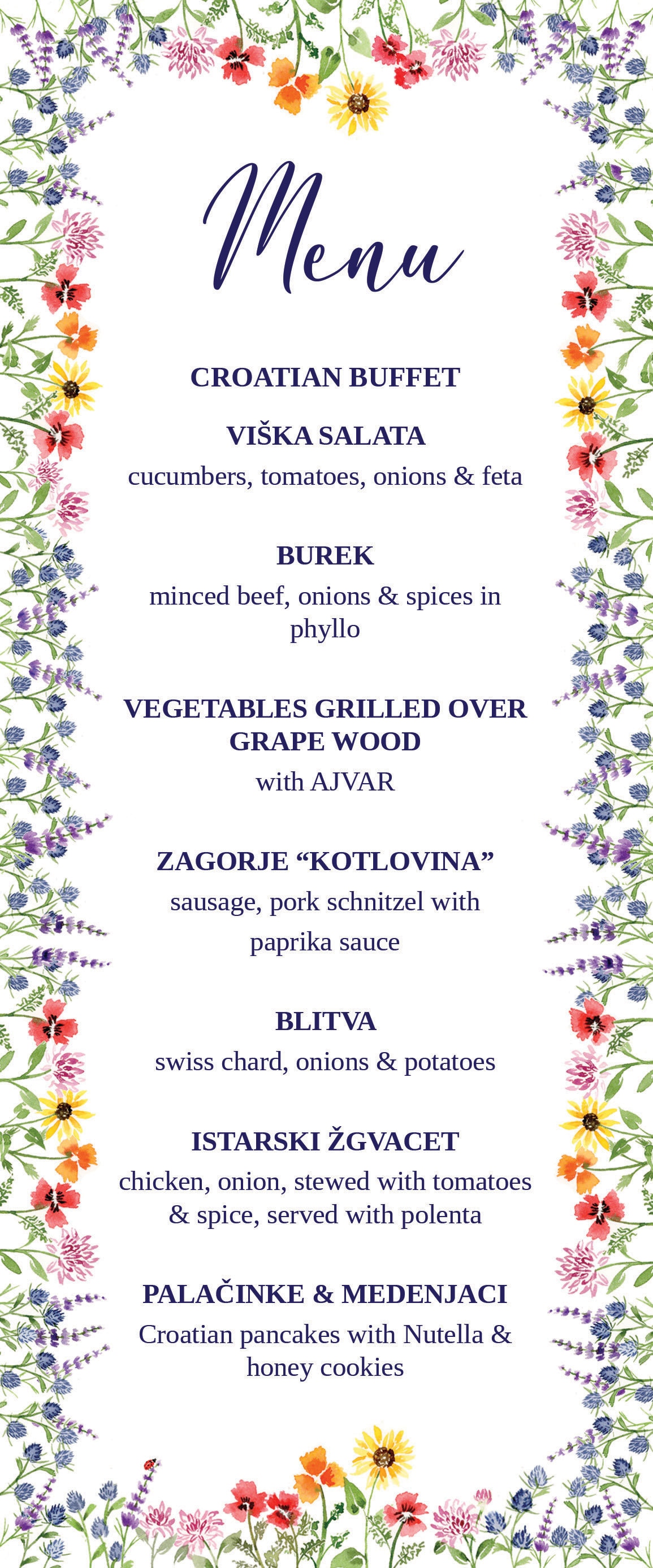 Editable Floral Menu Template Watercolor Flower Menu - Etsy