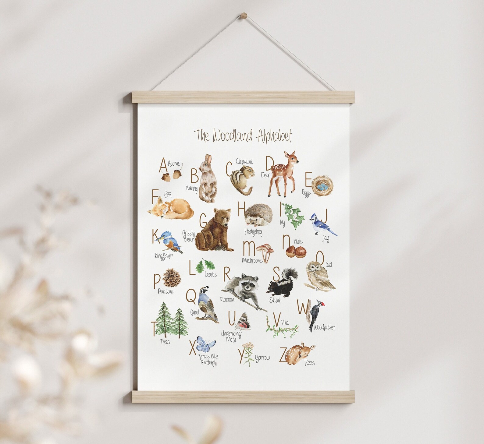 Woodland Alphabet Poster Woodland Alphabet Print Woodland - Etsy