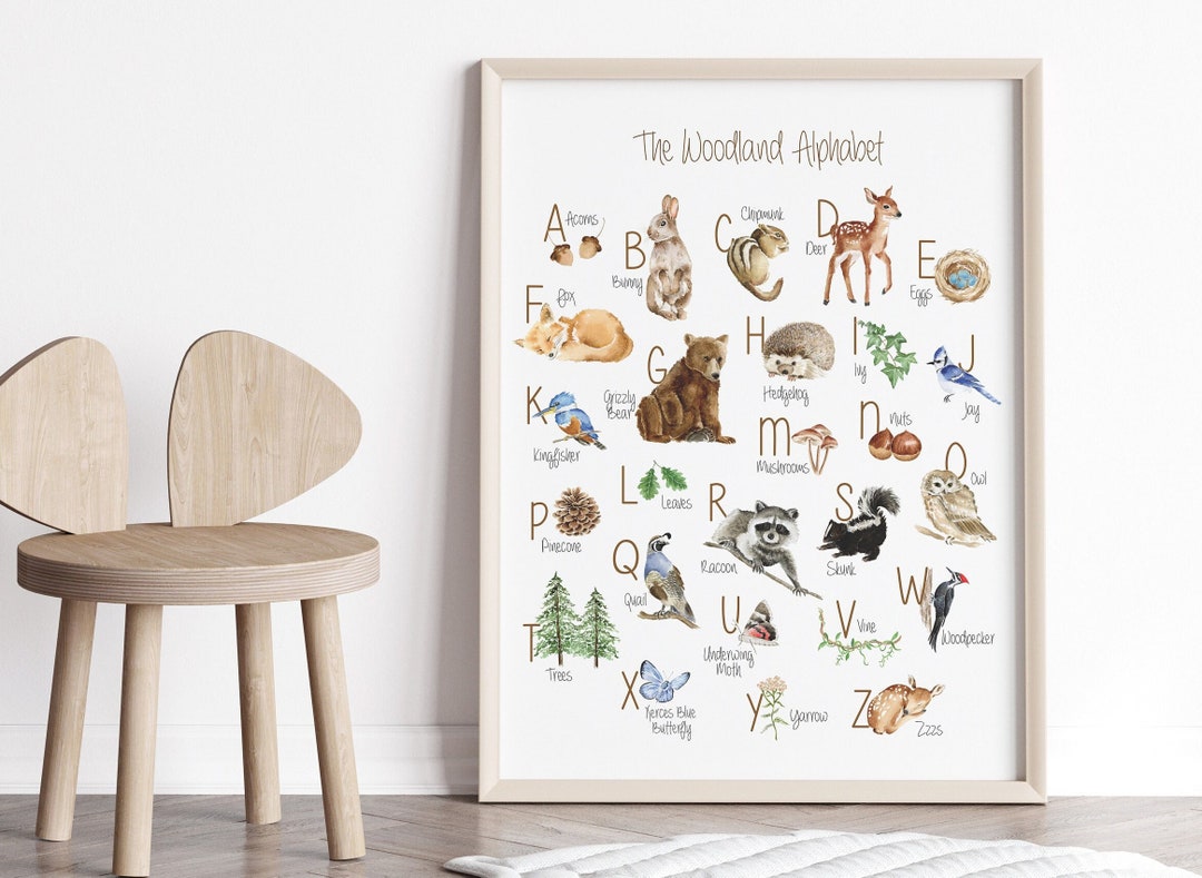 Woodland Alphabet Print, Nature Classroom Decor, Nature Homeschool ...