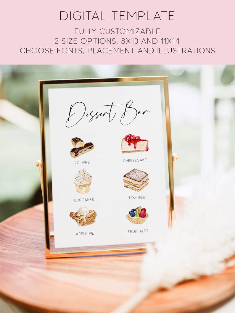 Editable Dessert Sign Menu, Dessert Bar Sign, Dessert Table Decor ...