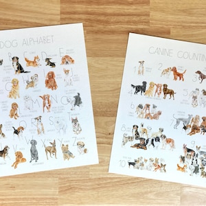 Dog Nursery Decor, Dog Alphabet, Counting Print, Watercolor Dog Art ...