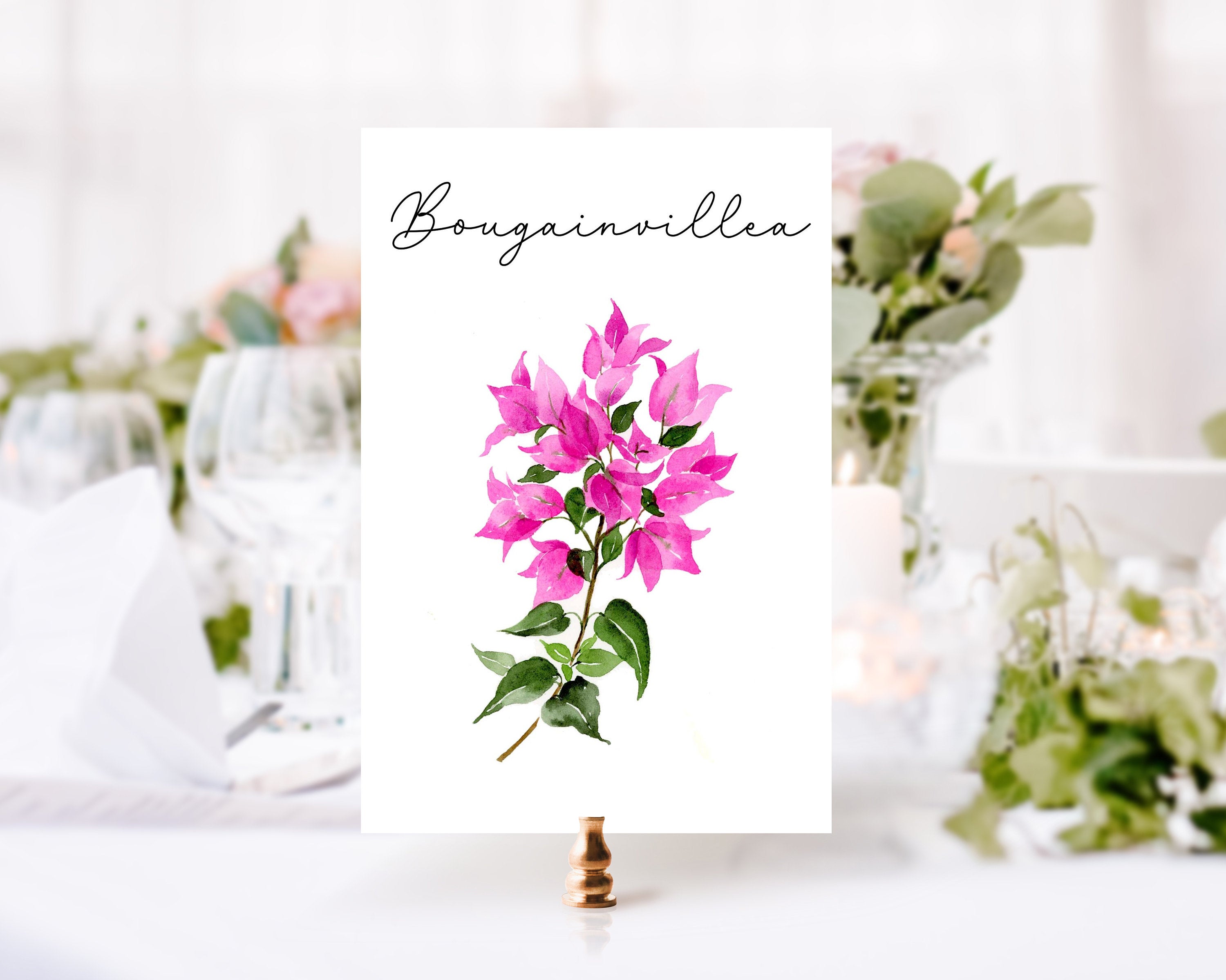 Tropical Table Numbers, Tropical Flower Table Cards, Bright Flower ...