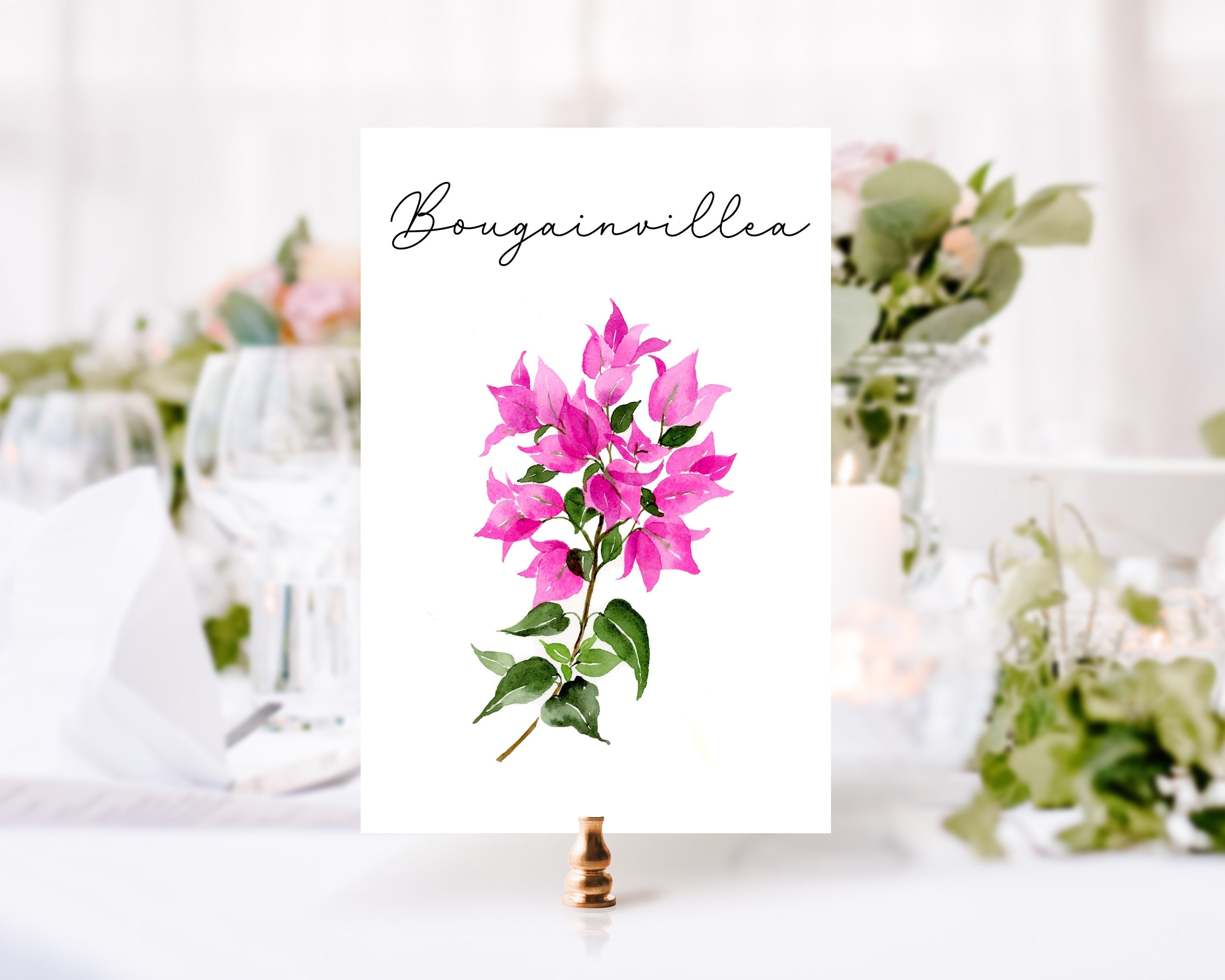 Tropical Table Numbers, Tropical Flower Table Cards, Bright Flower ...