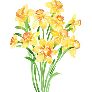 Personalized March Birth Flower Print, Watercolor Daffodil Painting ...