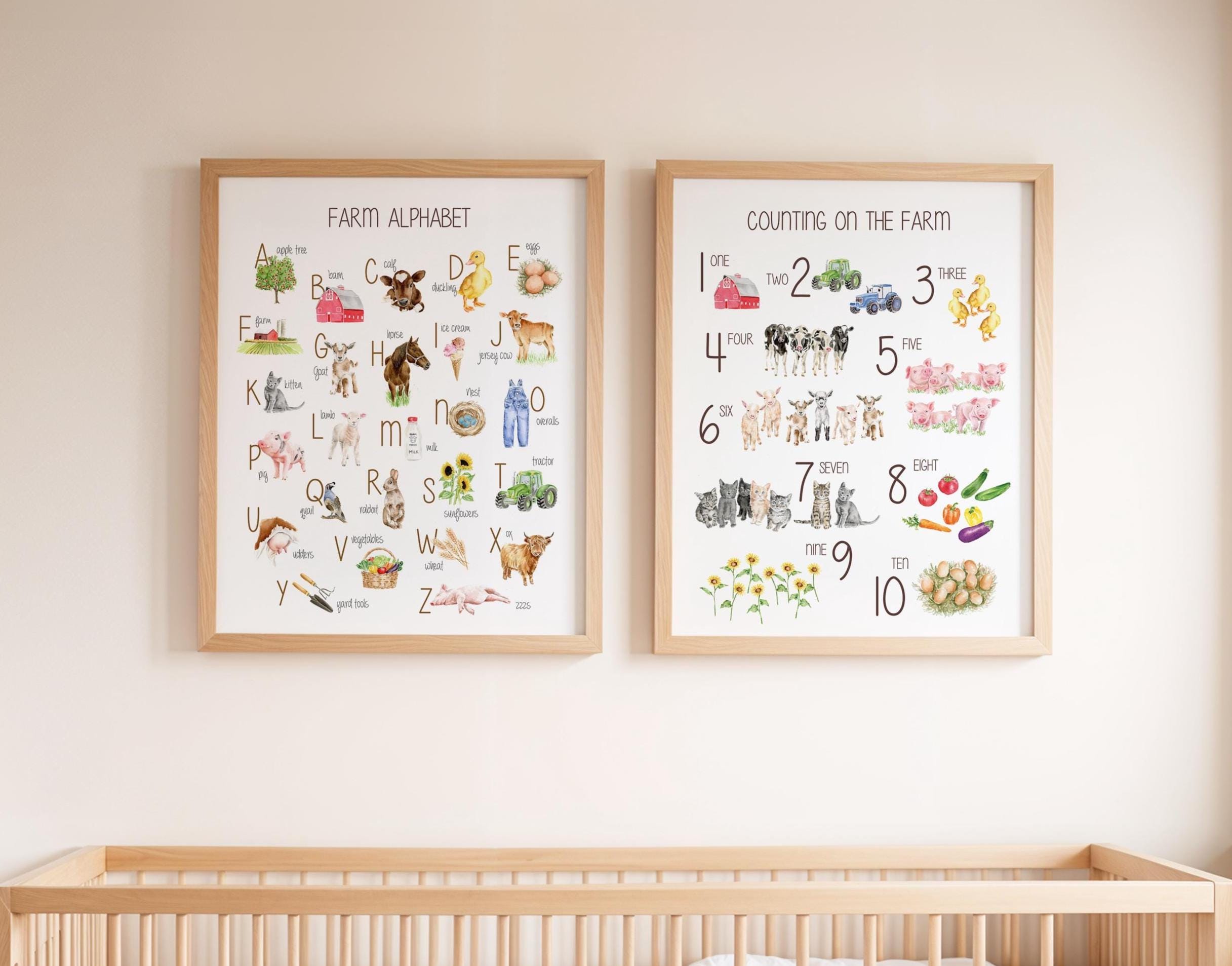 Farm Animal Nursery Decor, Educational Farm Prints, Barnyard Nursery ...