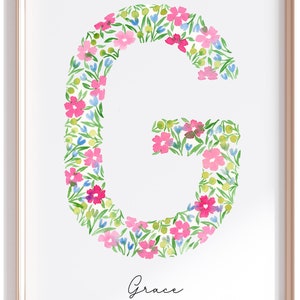 Watercolor Name Painting Colorful Floral Name Sign Nursery - Etsy