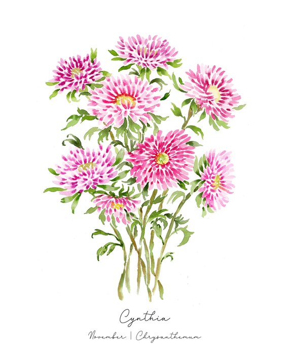 November Birth Flower Print Chrysanthemum Print Girl Nursery | Etsy