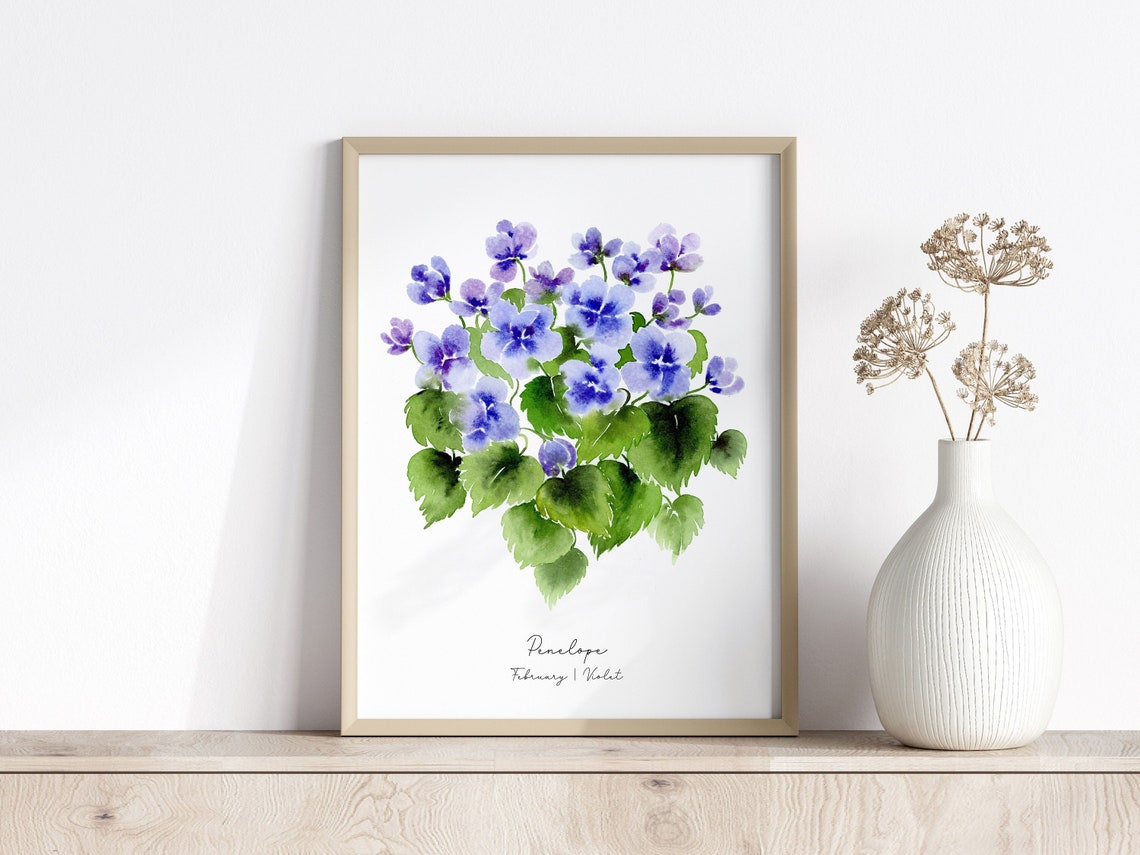 February Birth Flower Print Personalized February Birth - Etsy