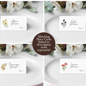 Printable Wildflower Table Numbers, Fall Wedding Table Numbers ...