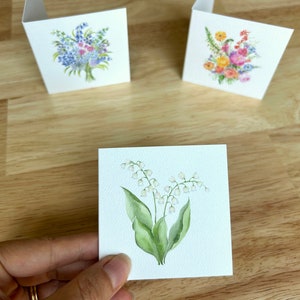 Mini Floral Note Card Set, Floral Watercolor Note Cards, Floral Thank You Cards, Wildflower ...
