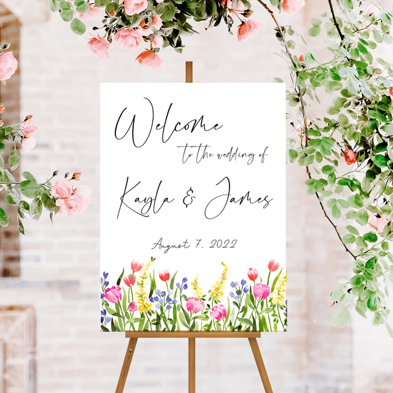Wildflower Welcome Sign Template Bright Floral Wedding - Etsy