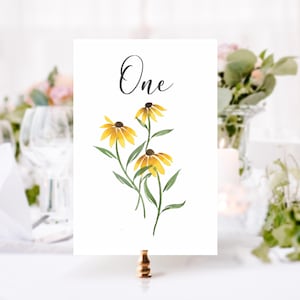 Wildflower Table Numbers, Floral Table Numbers, Watercolor Flower Table ...