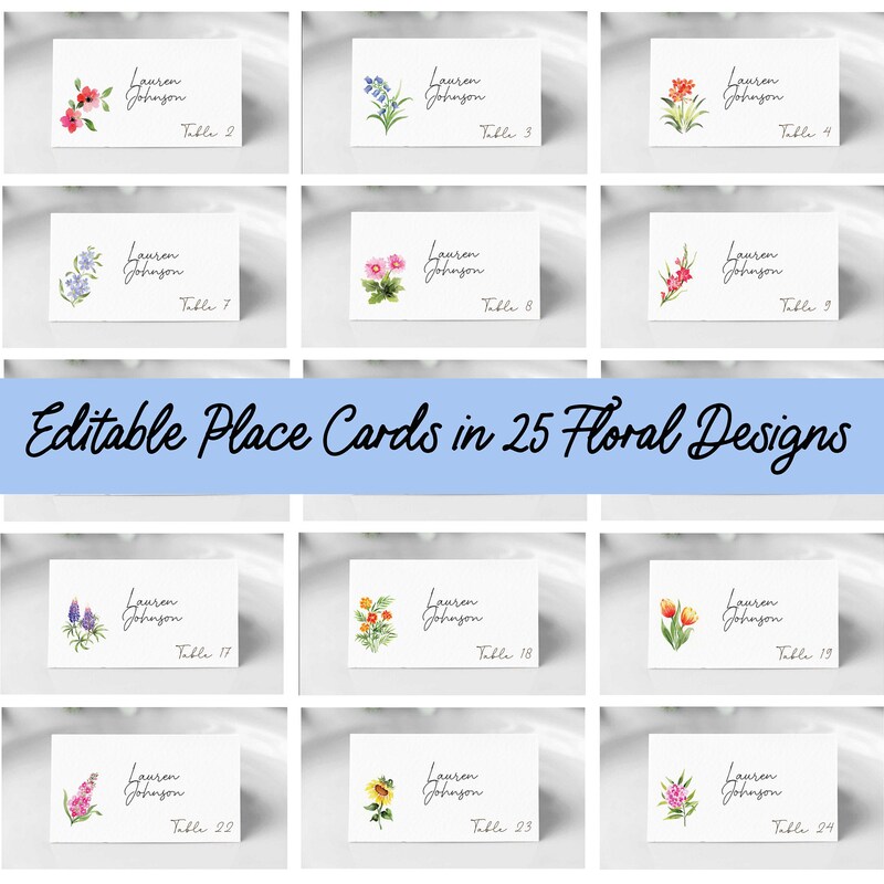 Flower Escort Cards - Etsy