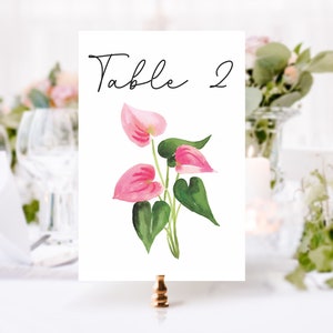 Printable Tropical Table Numbers, Tropical Flower Table Numbers, Beach ...