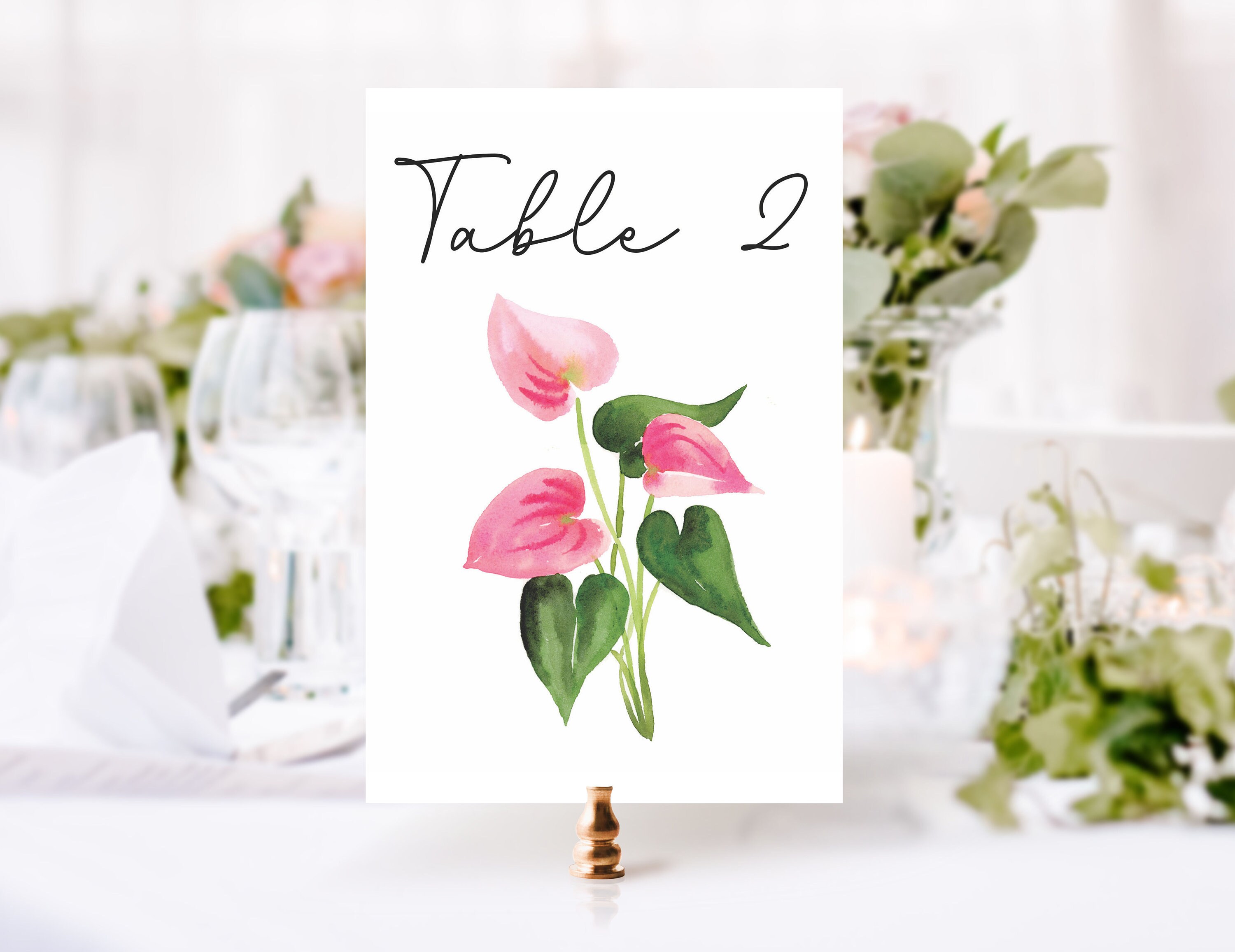 Printable Tropical Table Numbers, Tropical Flower Table Numbers, Beach ...