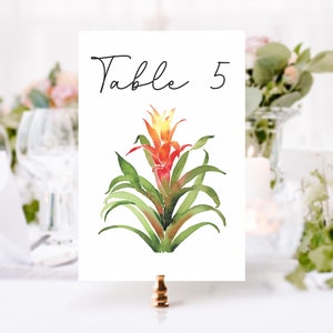 Printable Tropical Table Numbers, Tropical Flower Table Numbers, Beach ...