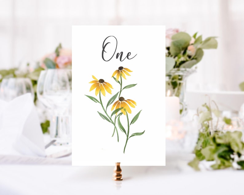 Watercolor Flower Table Numbers Wildflower Table Numbers - Etsy