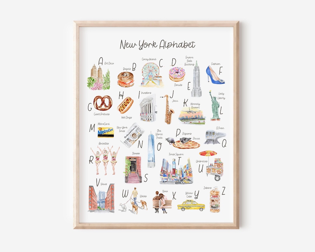 New York Nursery Art, NYC Alphabet Print, New York Alphabet, New Yorker ...
