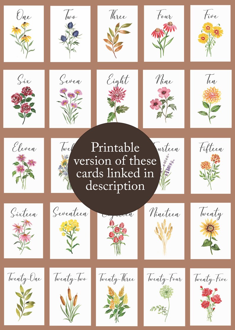 Watercolor Flower Table Numbers Wildflower Table Numbers - Etsy