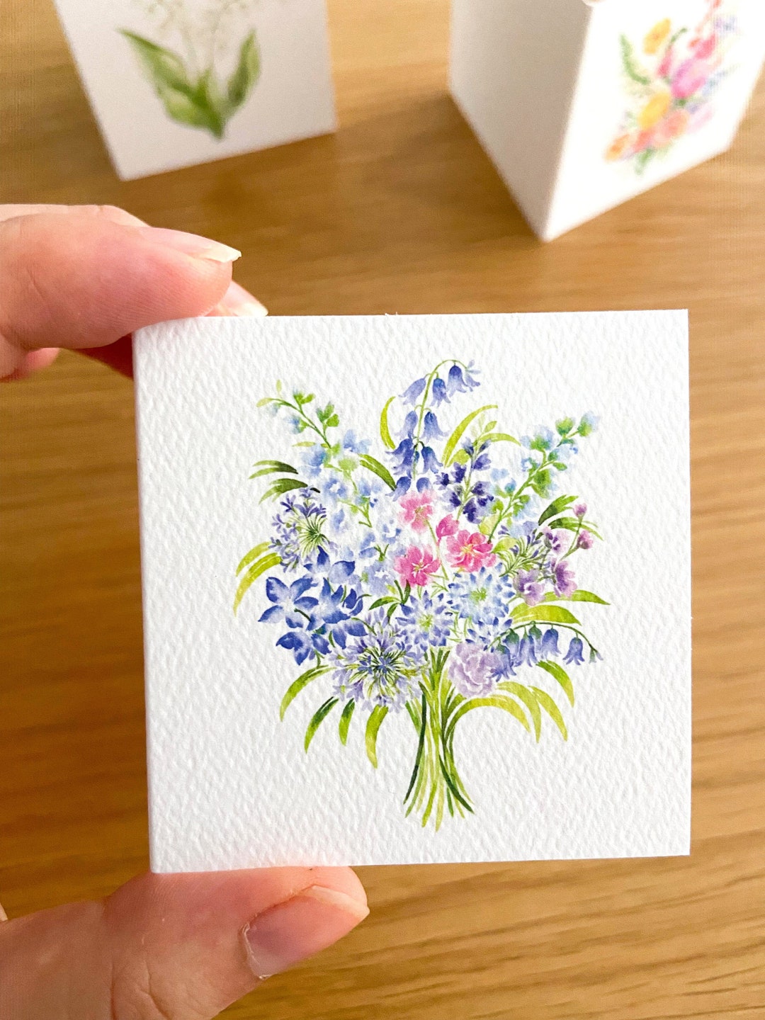 Mini Floral Note Card Set, Floral Watercolor Gift Tags, Floral Thank ...