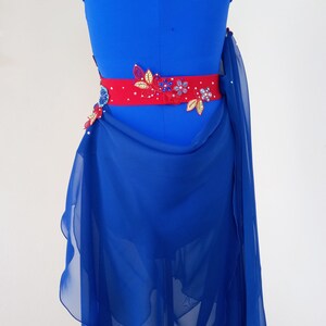 Convertible Dance Costume Blue Red With Flower Sparkly Decoration ...