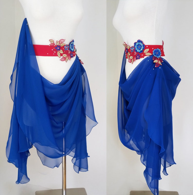 Convertible Dance Costume Blue Red With Flower Sparkly Decoration ...
