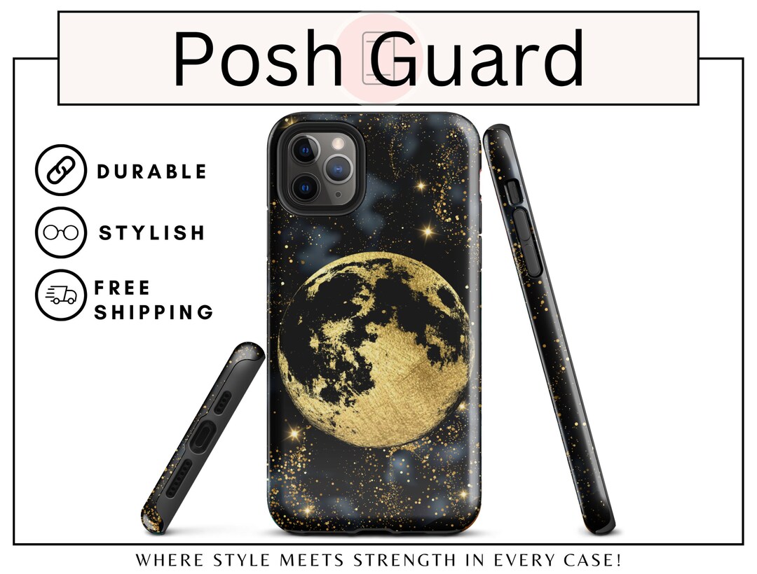 Gold Moon iPhone Case, Stylish Lunar Design for iPhone Protector ...