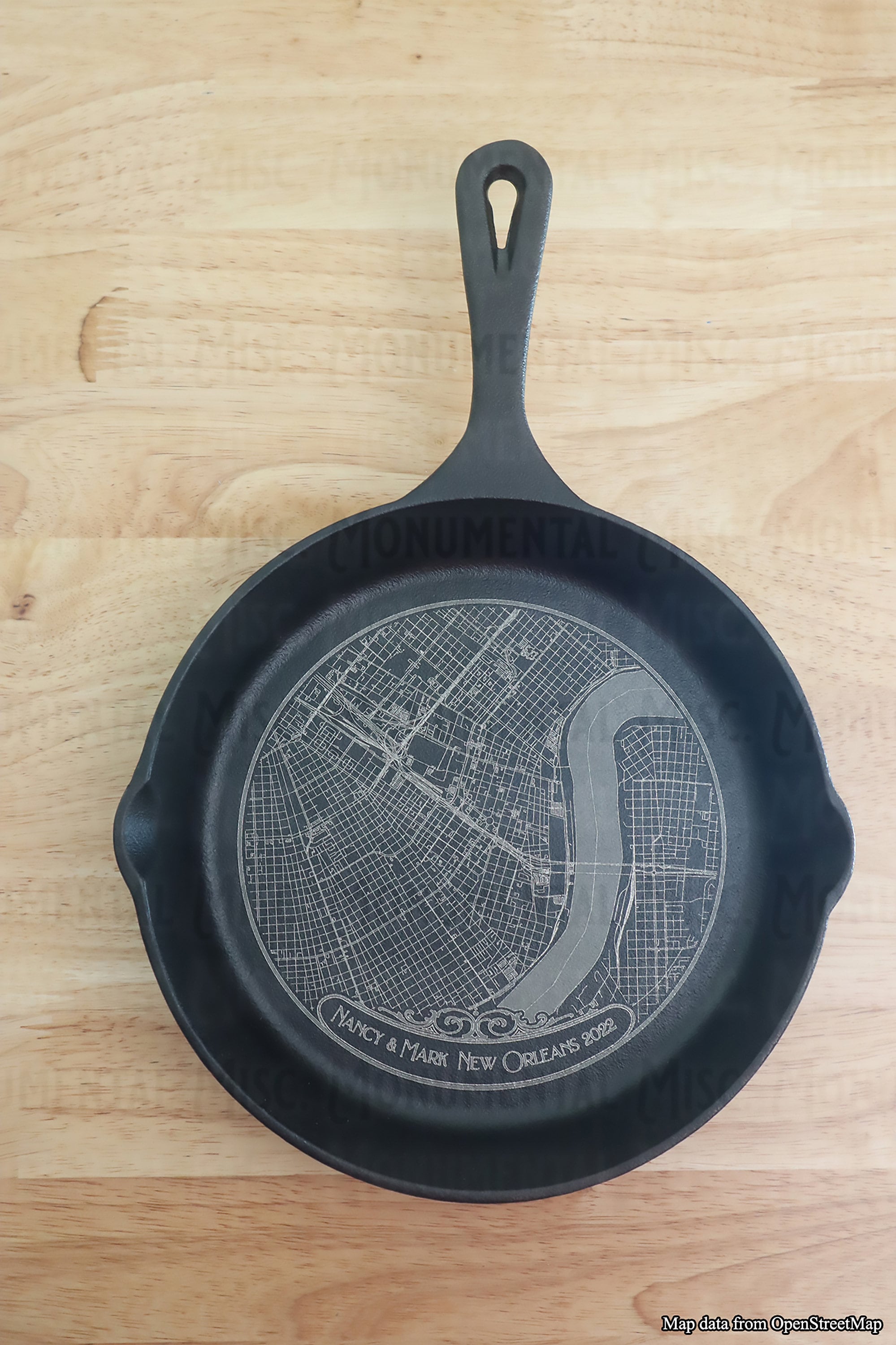 Cast Iron Pan With Personalized Map Engraving - 9 Inch - Etsy