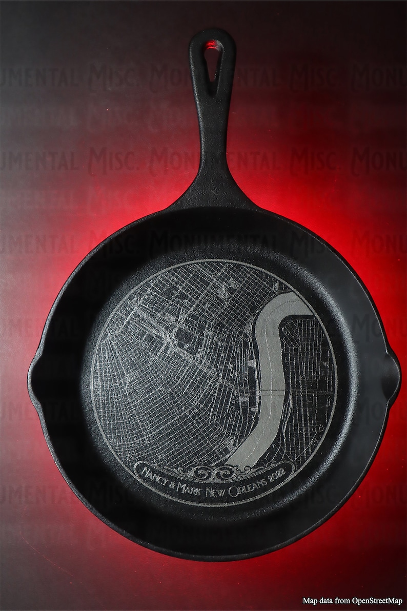 Cast Iron Pan With Personalized Map Engraving - 9 Inch - Etsy