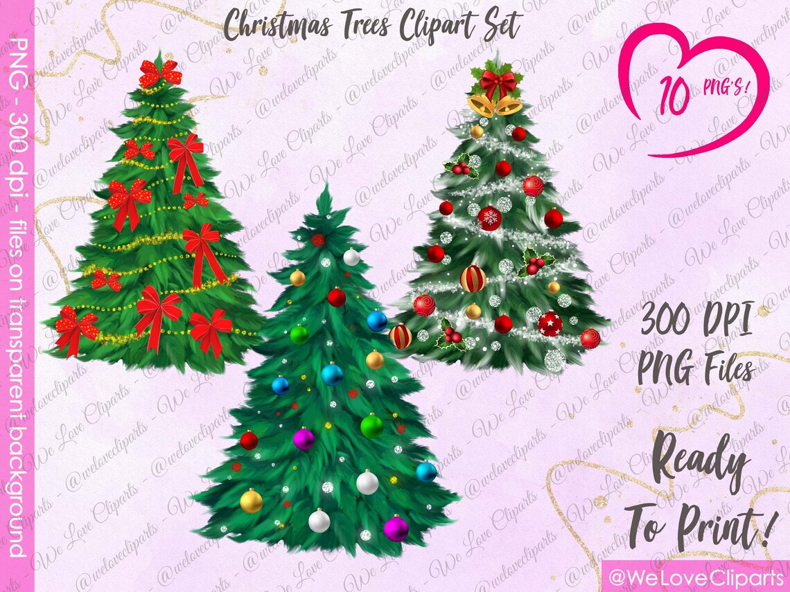 Christmas Tree Clipart: Christmas Tree PNG for a Winter - Etsy