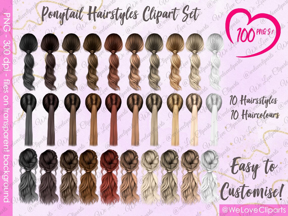 Hair PNG: Ponytail SVG Hairstyles for Girl Friend Clipart | Etsy