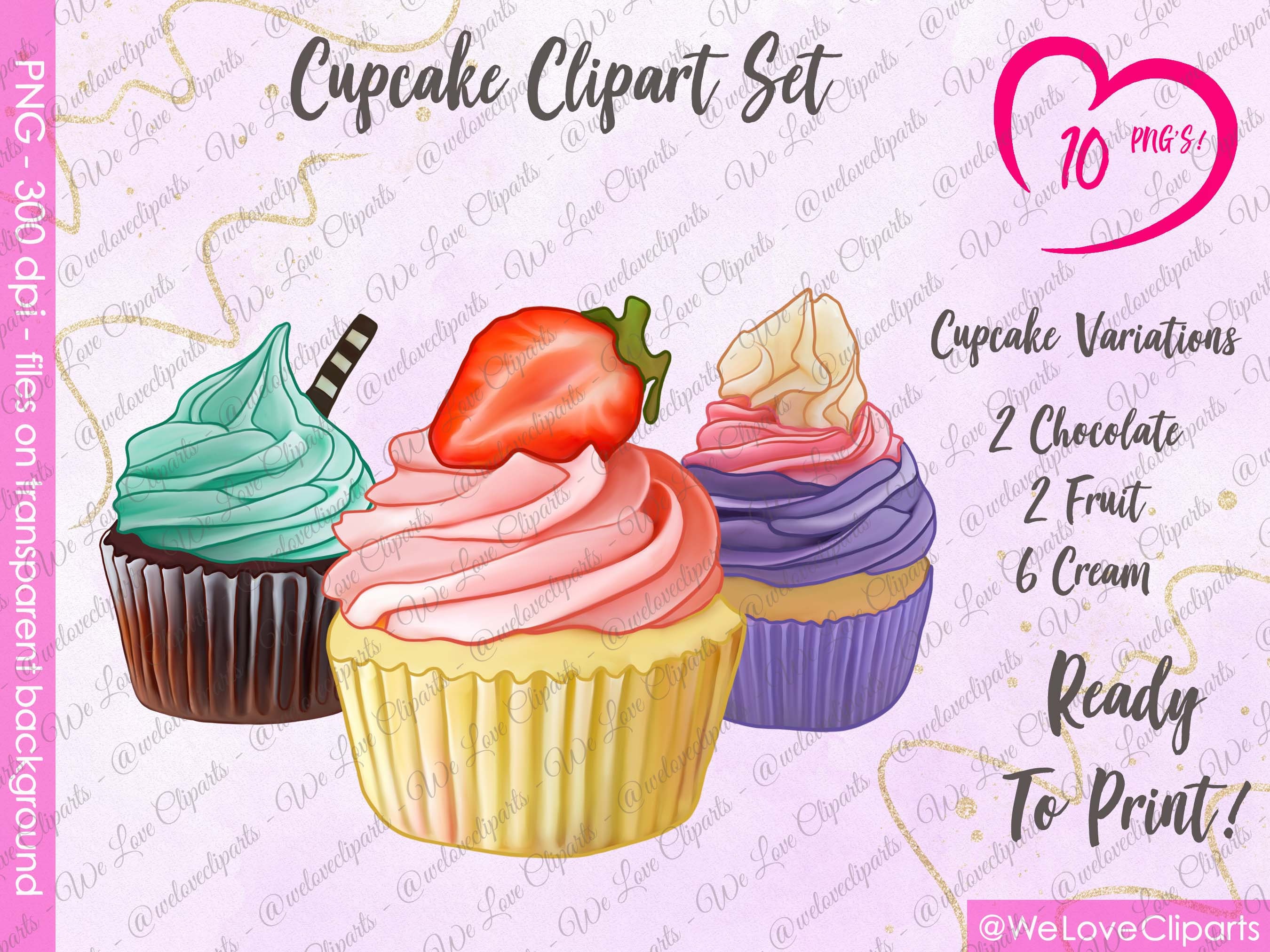 Cupcake Clipart: Delicious Sweets Dessert Clipart for Best - Etsy