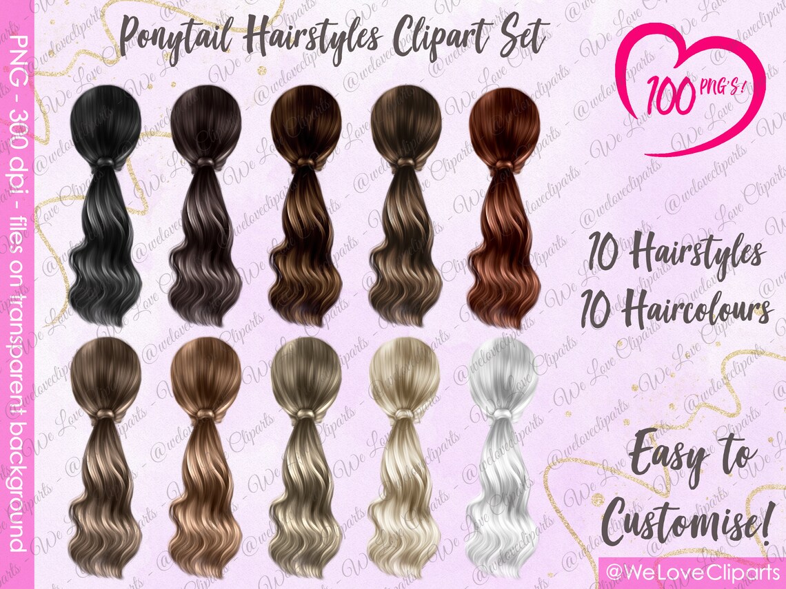Hair PNG: Ponytail SVG Hairstyles for Girl Friend Clipart - Etsy