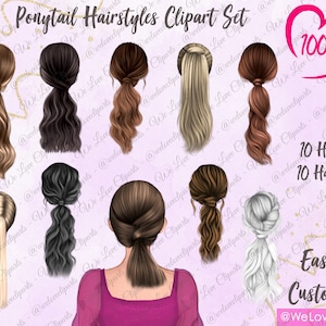 Hair PNG: Ponytail SVG Hairstyles for Girl Friend Clipart WLC105 - Etsy