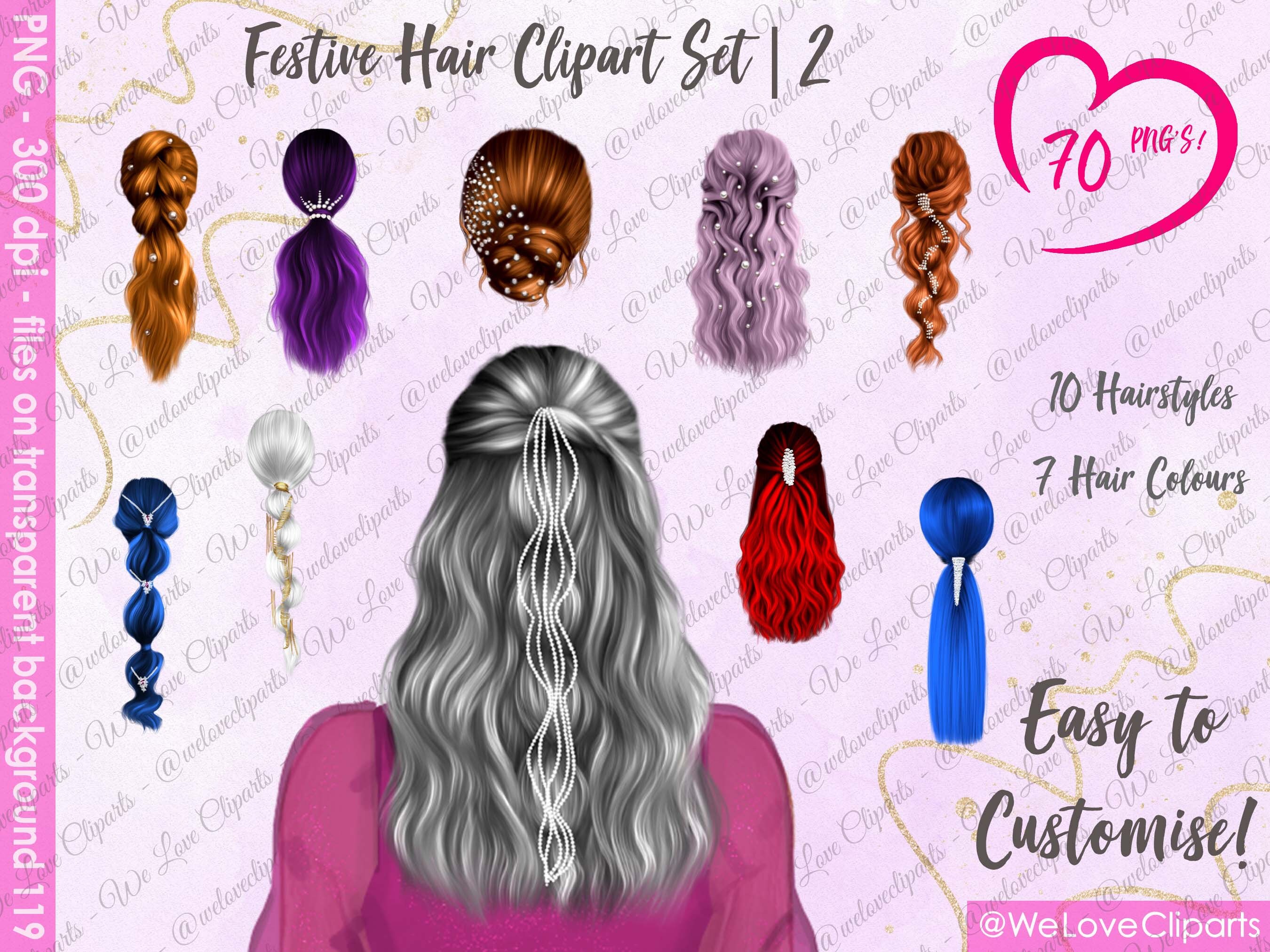 Hair PNG: Ponytail SVG Hairstyles for Girl Friend Clipart (WLC119) - Etsy