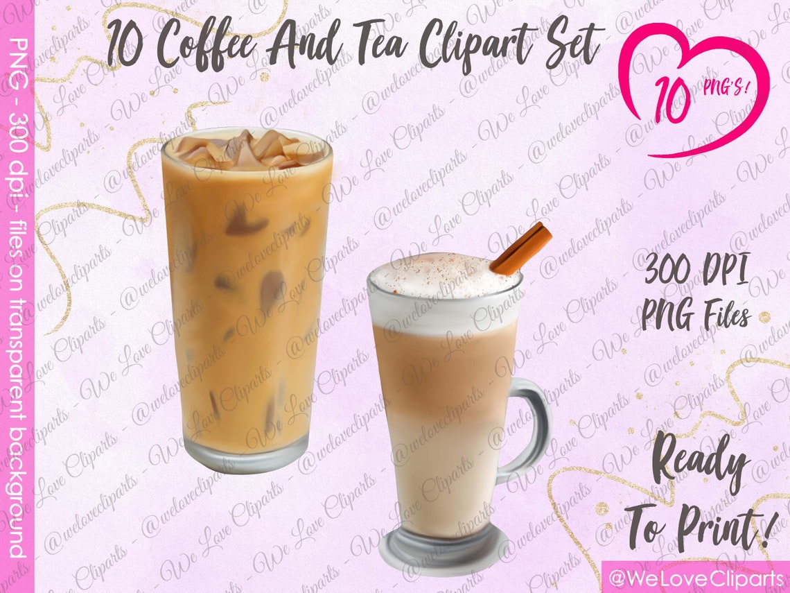 Coffee Clipart Clipart Bundle Latte Cafe Tea Instant | Etsy