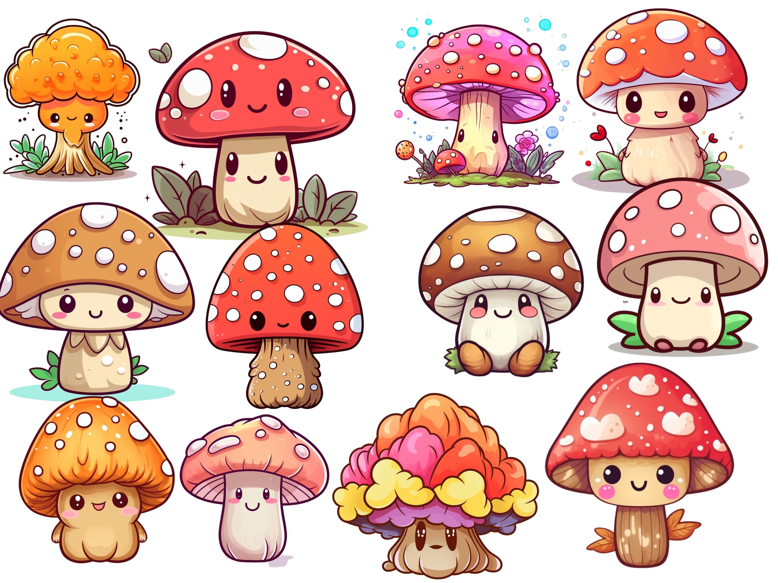 Mushroom SVG & PNG Bundle, Toadstool, Shiitake, Kawaii Mushroom ...