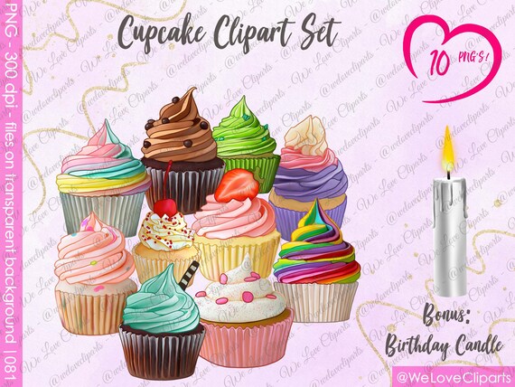 Cupcake Clipart: Delicious Sweets Dessert Clipart for Best | Etsy