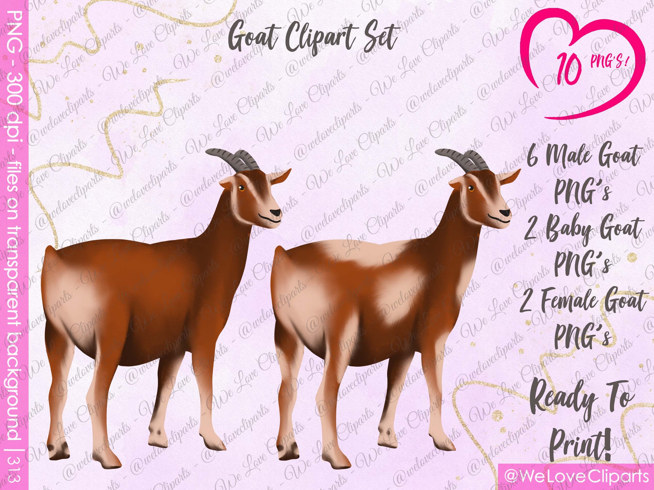 Goat Clipart: Farm Animal Clipart and Small Pet Png's for Besties SVG ...