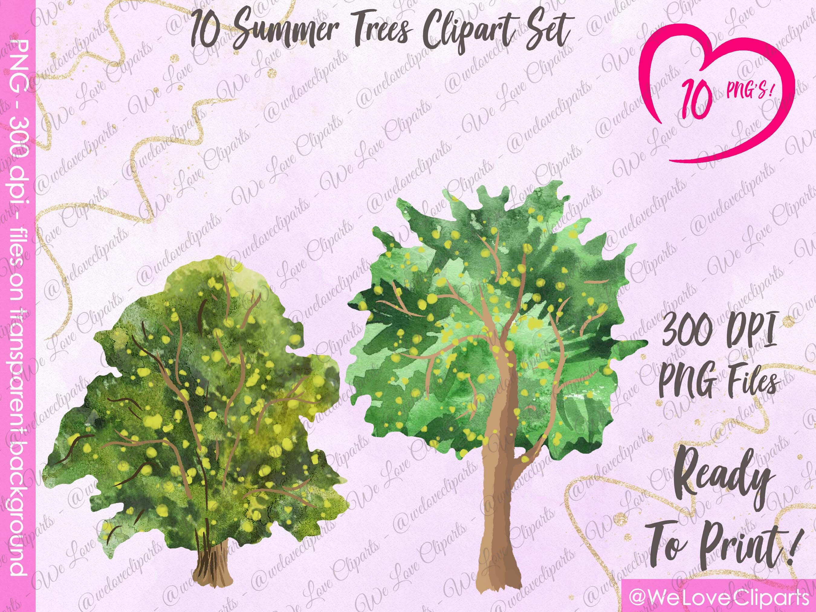 Summer Tree SVG for Best Friend Clipart Background Watercolor - Etsy