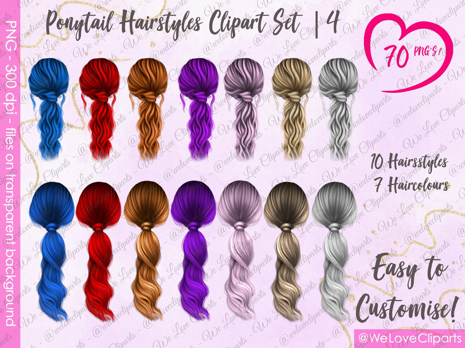 Hair PNG: Ponytail SVG Hairstyles for Girl Friend Clipart - Etsy