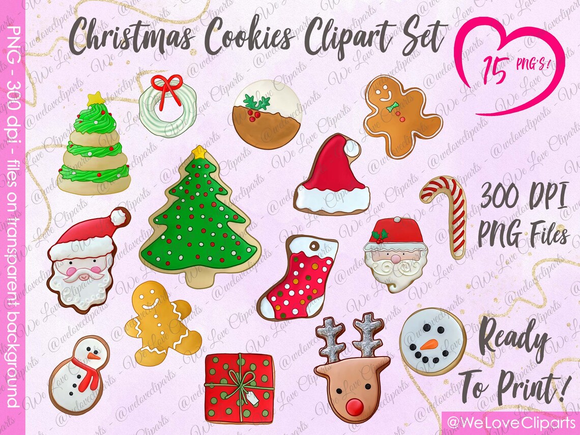 Christmas Cookies Clipart Set: Christmas Gingerbread Clipart | Etsy