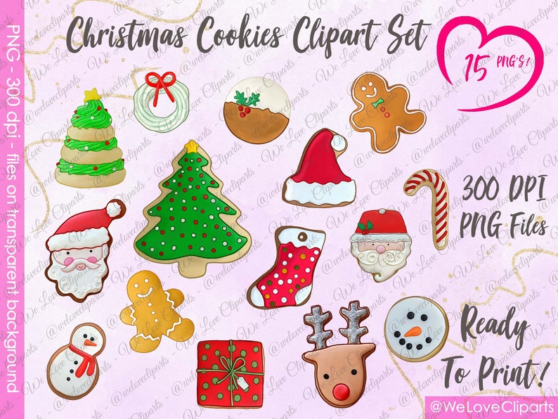 Christmas Cookies Clipart Set: Christmas Gingerbread Clipart Christmas ...